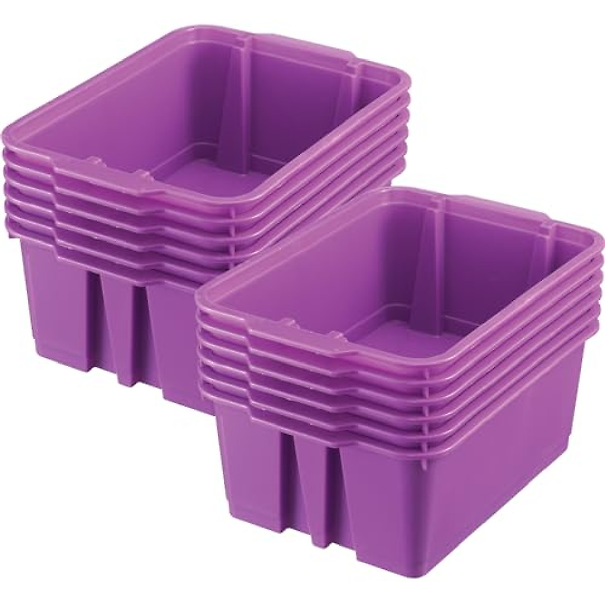 Really Good Stuff 160074PU Stackable Plastic Book and Organizer Bins for Classroom or Home Use – Sturdy, Colored Plastic Baskets (Set of 12),Purple