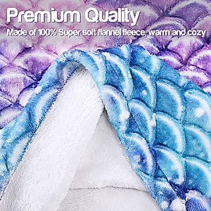 Catalonia Kids Mermaid Tail Blanket, Super Soft Plush Flannel Sleeping Snuggle Blanket for Girls, Galaxy, Fish Scale Pattern, Gift Idea