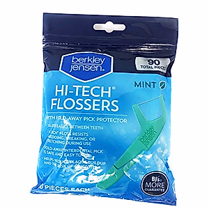 Berkley Jensen Mint Hi-Tech Mint Flavor Flossers Floss with Fold-away Pick Protector, 90 ct.
