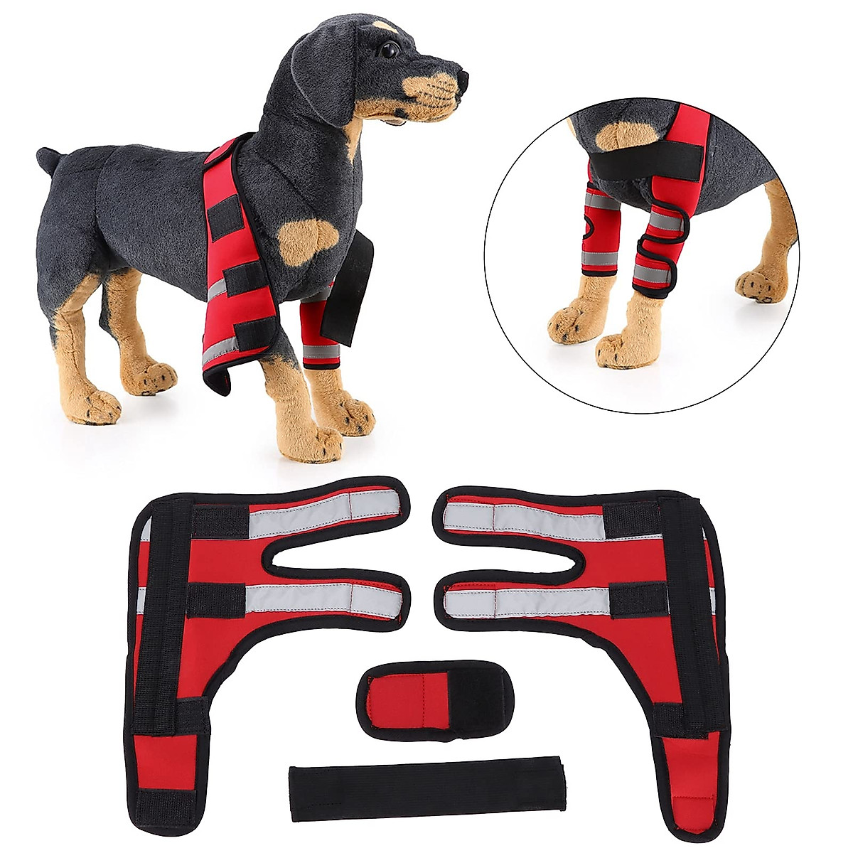 GLOGLOW 1 Pair Dog Front Leg Braces, Reflective Dog Shoulder Brace Front Leg Brace Canine Elbow Protector for Ligament Injuries Sprains(Red M)