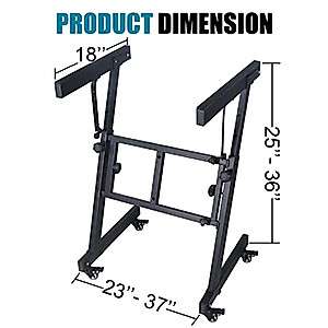 GLEAM Keyboard Stand - Z Style Adjustable Heavy Duty Piano Stand with Wheels (Fits 54-88 Key Electric Pianos)