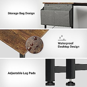 HealSmart Computer Office Desk 40 Inch Writing Small Space Study Table Modern Simple Style Worktable with Storage Bag for Home, Bedroom, Brown