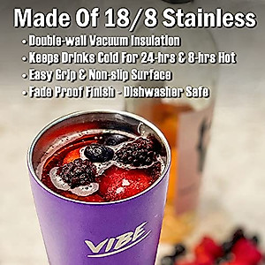 2022 Vibe Speaker Tumbler - 18oz Stainless Steel Tumbler W/Bluetooth Speaker | Upgraded 1000MaH Battery | Up to 8 Hours Playback Time | Upgraded IPX67 Water Resistant | Upgraded 3.7W Speaker