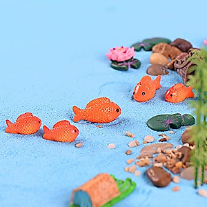 MAOMIA 20 Pcs Miniature Fish Figurines Resin Fish Tank Decoration Fairy Garden Mini Goldfish Micro Landscape Decor Ornament