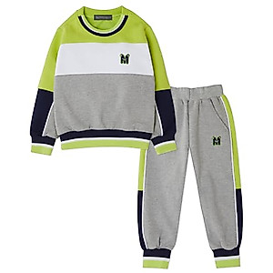 ROROANCO Boys' 2-Piece Comfortable Pull On Sweatshirt Set (Ages 3-9) – Dryer Safe Crewneck Top & Jogger Sweatpants, Trusted Korean Brand