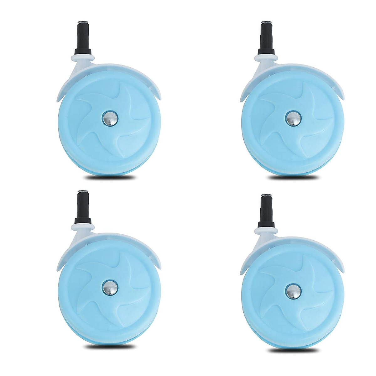 BAYWYI Baby Walker Wheels Replacement, Set of 2, Baby Walker Accessories, Plastic Rubber Wheels Casters, Universal Wheels, Blue-3, 8mm