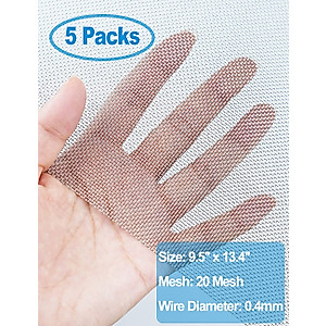 5 Pack Wire Mesh Screen 13.4'' x 9.5'' for Air Vent, 24cm x 34cm, 20 Mesh, 1mm Hole, 304 Stainless Steel Wire Mesh, Easy to Cut