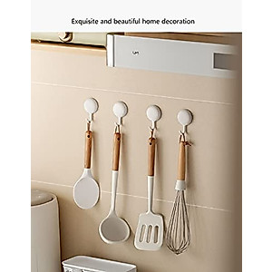 JULAHE Adhesive Wall Hooks for Hanging Towel Coat Hat Key Stylish Pebble Shape Utility Hook for Kitchen Bathroom No Drill Stick on Smooth Surface Ornament Hooks 4 Pack White