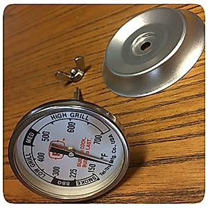 PK Grills Tel-Tru BBQ Grill Thermometer Outdoor Grilling Temperature Gauge Kit, Includes Charcoal/Smoker Thermometer Probe, Wing Nut, and Silver Flashing, PK99085