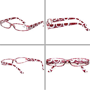 Kerecsen Reading Glasses 5 Pairs Ladies Fashion Spring Hinge Readers for Women (5 Mix Color, 1.5)