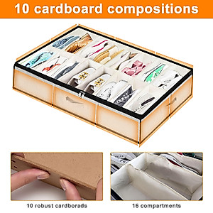 Shoe Storage Organizer Under Bed, 2 Pack Fits 32 Pairs, Extra Large Shoe Container, Breathable Fabric Underbed Storage for Sneakers, Slippers, Closet, Grey