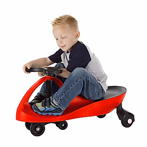 Wiggle Car Ride On Toy – No Batteries, Gears or Pedals – Twist, Swivel, Go – Outdoor Ride Ons for Kids 3 Years and Up by Lil’ Rider, Red and Black.