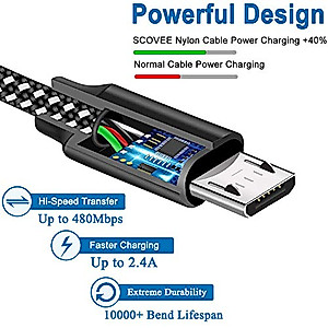 PS4 Controller Charger Cable 3-Pack 6FT for Xbox One Controller,Dualshock 4,PS4 Charging Cord,Nylon Braided Micro USB Data Sync Cable for Xbox One S/X,Playstation 4,PS4 Slim/Pro,Charge and Play Wire