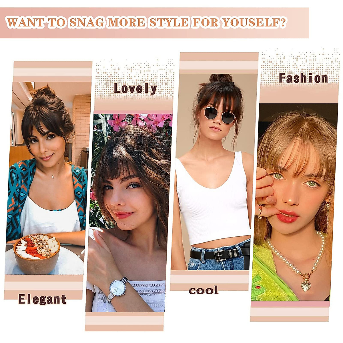 MORICA Clip in Bangs for Women 100% Human Hair Extensions Wispy Bangs Fringe with Temples Hairpieces Air Bangs Flat Bangs Clip Curved Bangs for Daily Wear