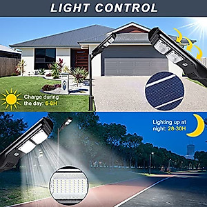 200w Solar Flood Street Light Dusk to Dawn, Security Lighting Ip65 Waterproof Yard Lamps Outdoor Solar Powered 6500k High Lumen for Barn, Yard, Garden, Basketball Court (Grey)
