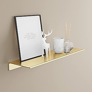 Veefos Brushed Gold Bathroom Shelf Floating Shelf Wall Mounted, 15.6 Inch Metal Wall Shelf Bathroom Storage Shelf Bathroom Organizer Countertop, Aluminum