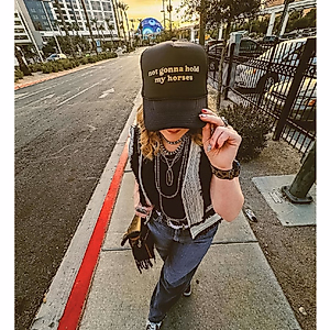 Bottom Shelf Not Gonna Hold My Horses Funny Foam Trucker Hat for Men & Women Black