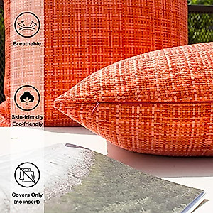 Kevin Textile Pack of 2 Decorative Outdoor Waterproof Fall Throw Pillow Covers Autumn Decorative Lumbar Pillowcases Modern Cushion Cases for Patio Couch Bench 12 x 20 Inch Orange