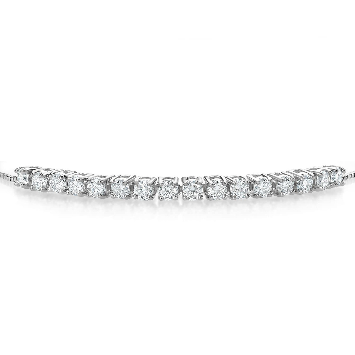 Gem Stone King Moissanite Tennis Bracelet For Women Bridal Wedding Fashion with Box Chain and Slider (1.60 Cttw, Round 3MM, Fully Adjustable Up to 9 Inch)
