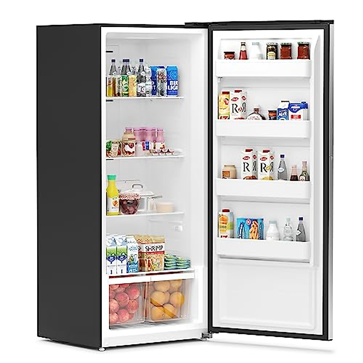 KoolMore KM-RUF-21S 21 cu. ft. Upright Convertible Freezer/Refrigerator, 2-in-1 Appliance, Storage for Fresh or Frozen Food and Drinks, Clear Shelves and Drawers [Silver]