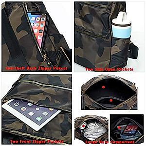 AO ALI VICTORY Women Nylon Backpack Purse Convertible Handbags and Shoulder Bag School Bookbags Anti Theft Travel Purses Casual Daypack (B-Camo Green)