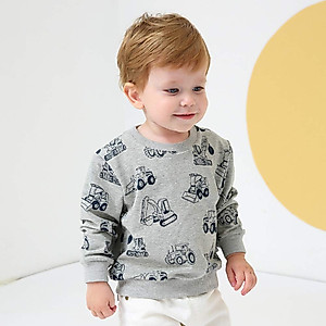 Little Boys Excavator Sweatshirts Toddler Boy Long Sleeve Cartoon Sport Pullover 1 2 T