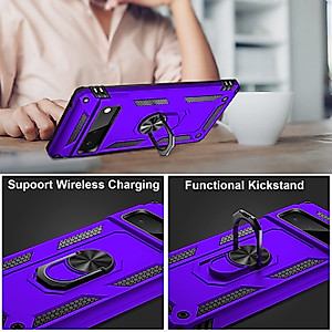 IKAZZ Suitable for Google Pixel 6 Pro Case,Military Grade Shockproof Heavy Duty Protective Phone Cover Pass 16ft Drop Test with Magnetic Kickstand Car Mount Holder Purple