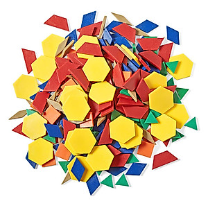 hand2mind Plastic Pattern Blocks, Geometric Shapes for Kids, Pattern Play, Toddler Pattern Blocks, Learning Shapes for Kindergarten, 3D Shapes Manipulatives, Sorting Math Blocks (Set of 250)