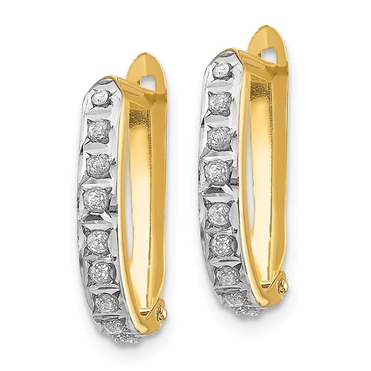 14K Yellow Gold Diamond Hinged Hoop Earrings