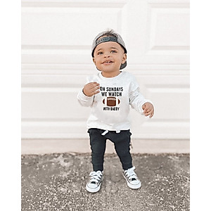 Lamuusaa Toddler Kid Baby Girl Boy On Sunday We Watch Football with Mommy/Daddy Sweatshirt Oversized Sweater Fall Clothes (Football with Daddy, 2-3 Years)