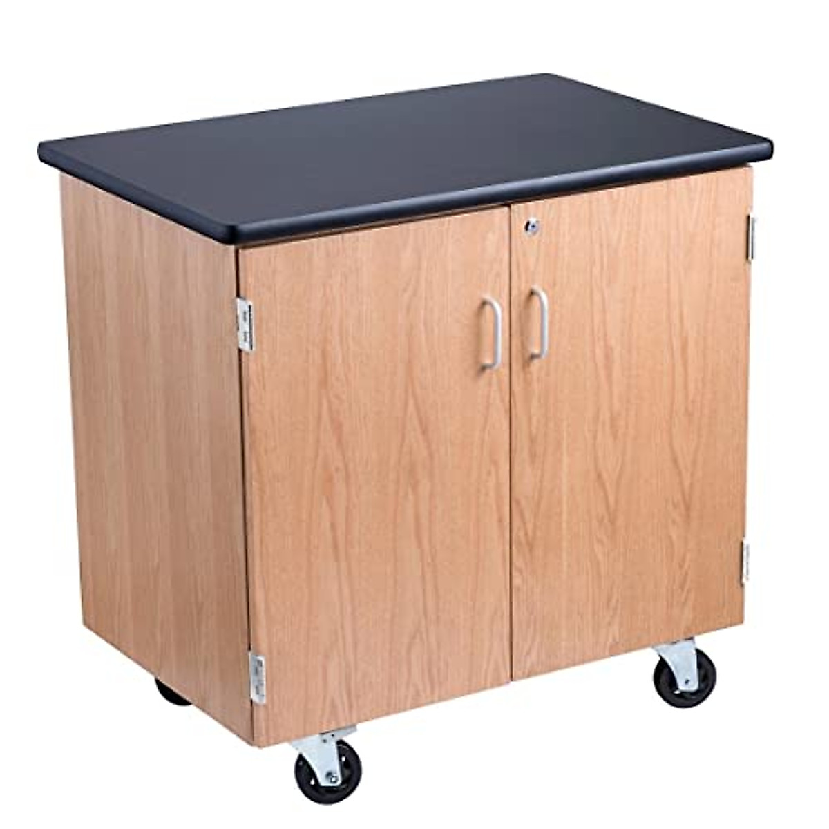 National Public Seating High Pressure Laminated Top Science Lab Mobile Storage Cabinet with Swivel Casters, Black Top