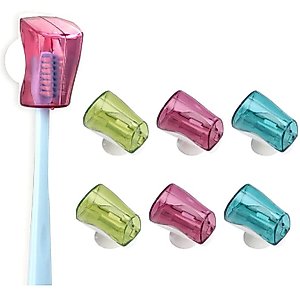 HLLMX 6 PCS Toothbrush Head Covers with Suction Cup Travel Toothbrush Head Covers Case Anti Dust Toothbrush Cover Great Protective Case for Home Travel Outdoor Camping