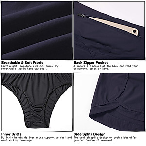 Women's Running Shorts High Waisted Quick-Dry 3 Inch Gym Workout Athletic Shorts for Women with Zipper Pocket(Navy Blue, XL)