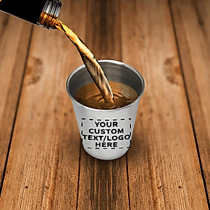Custom Metal Shot Glasses 2.5 oz. Set of 10, Personalized Bulk Pack - Great for Weddings, Birthdays, Parties - Stainless Steel