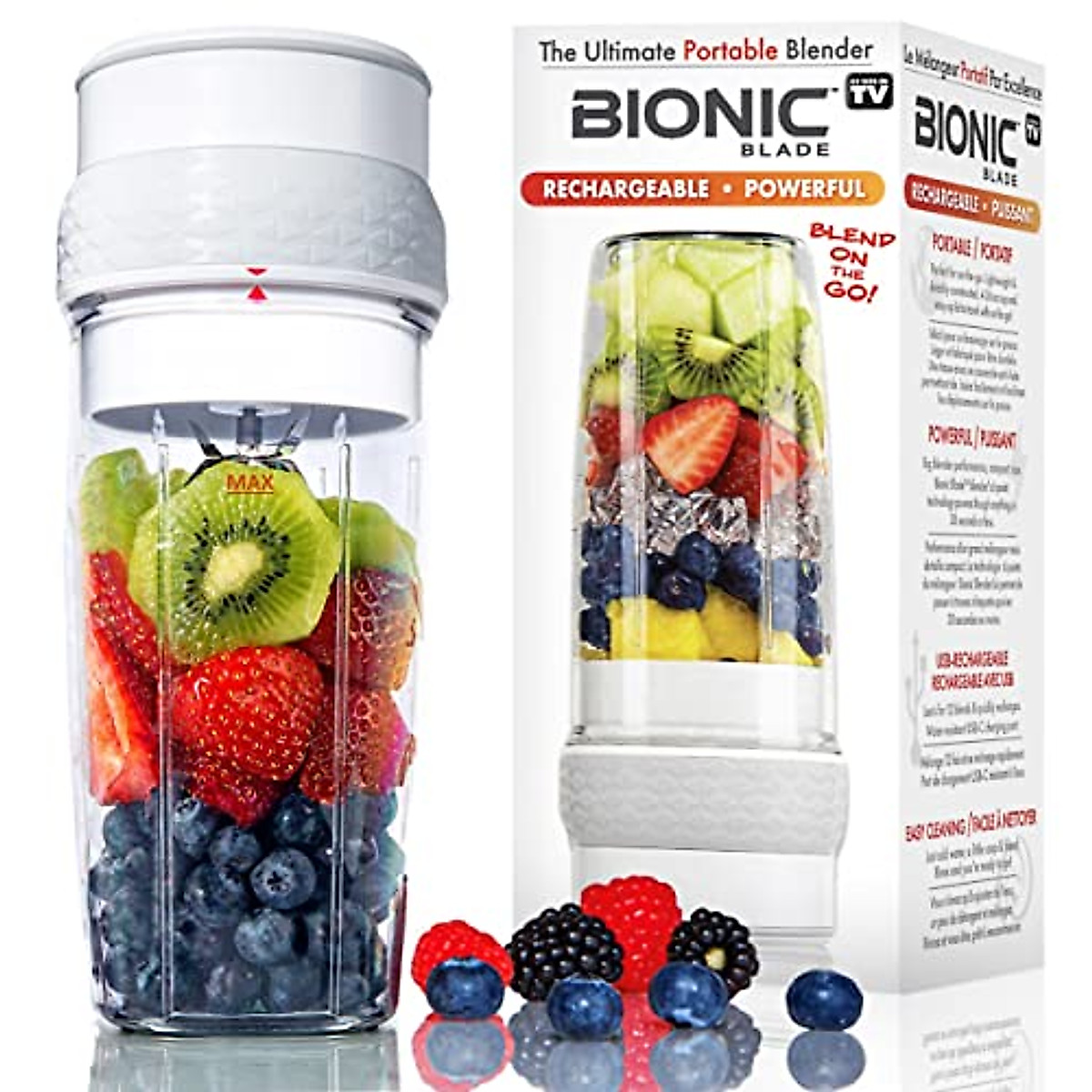Bionic Blade Personal Blender 490mL, Cordless, Rechargeable 18,000 RPM Portable Blender for Shakes and Smoothies Mini Blender Portable 8.6" Tall, Seen On TV (Mint)