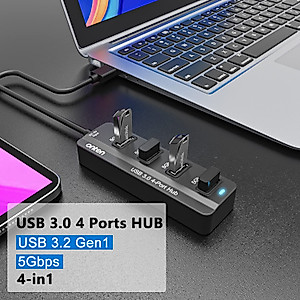 4 port USB HUB, Onten USB 3.0 HUB, USB Splitter with 1.6 ft cable 4*USB3.0 port for laptop MacBook Surface Pro and more USB Devices