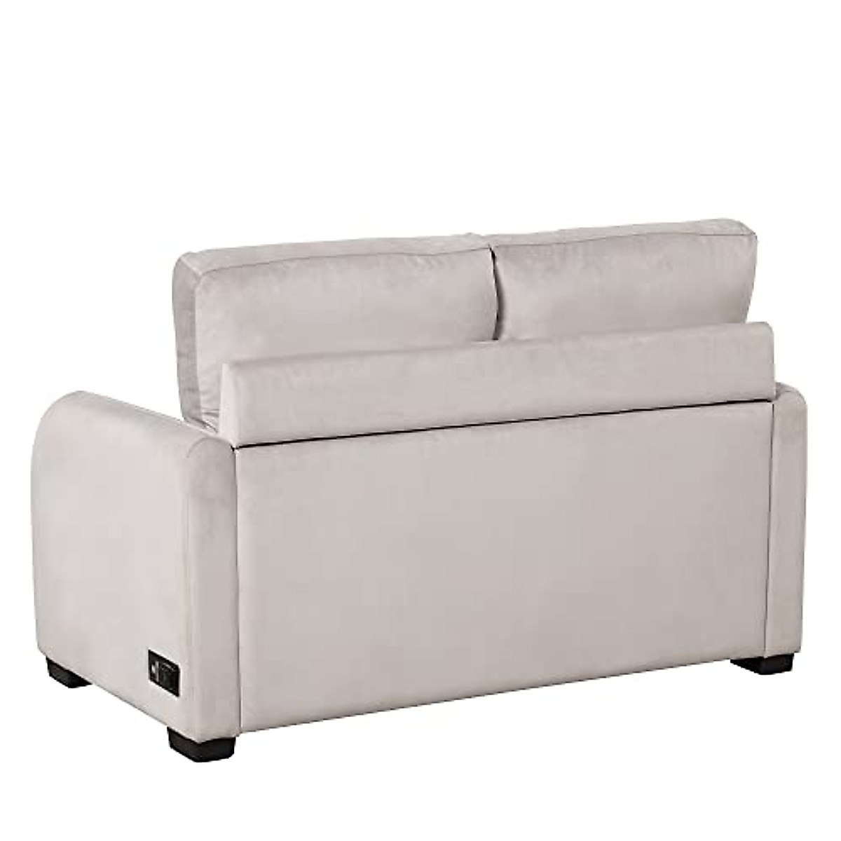 Multifunctional Velvet Loveseat Sofa with Pull Out Sleeper Couch Bed ,USB Port ,3-pin Plug & Twin Memory Mattress for Living Room Furniture Sets, Spaces Saving Design for Home, Apartment and Office