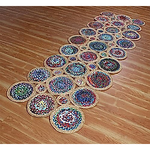 CASAVANI Scalloped Chindi Cotton Area Rug - Geometric Beige & Multicolor Hand Woven Braided Rug Best Uses for Living Room, Bedroom, Kithchen, 2.6x4 2.6x8 (C123, 4x6)