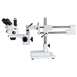 AmScope - 3.5X-90X Simul-Focal Stereo Lockable Zoom Microscope on Dual Arm Boom Stand - SM-4NTPZ