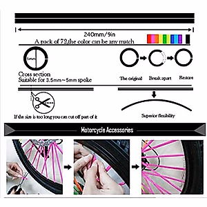 Aura Naturel Bicycle Spoke Skins Wraps BMX MTB Kids Road Mountain Bike Colorful Wheel Decoration-72 Pcs