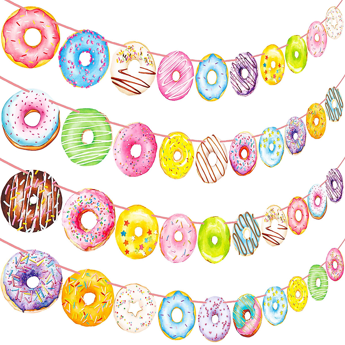 Donut Party Banners 4Pcs Donut Party Decorations Donut Themed Birthday Party Banner Decorations for Donut Theme Party Sweet Baby Shower Supplies