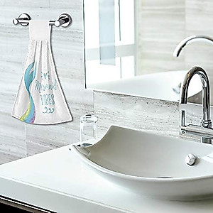 Alaza 2 Pcs Kitchen Towel, Cartoon Style Cute Mermaid Tail Absorbent Towel Hanging Towel Hand Towel