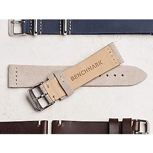 Benchmark Basics Navy Blue 22mm Suede Watch Strap - Vintage Leather Watch Band for Men & Women - Compatible with Regular & Smart Watches
