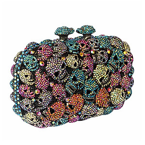 DJBM Glitter Skulls Rhinestone Purse Women's Clutch Handbags Crystal Evening Bags Diamond Evening Clutches for Party Prom, Red