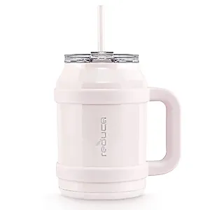 Reduce 50 oz Tumbler with Handle - Vacuum Insulated Stainless Steel Desk Mug with Sip-It-Your-Way Lid and Straw - Keeps Drinks Cold up to 36 Hours - Sweatproof, Dishwasher Safe, BPA Free - Pink Cotton
