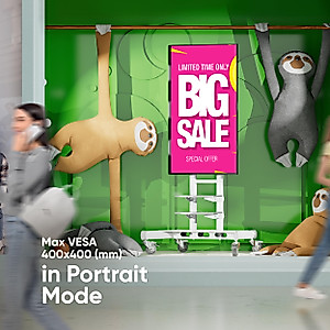 ONKRON Mobile TV Stand on Wheels for 50-86 Inch TVs up to 200 lbs, Height Adjustable TV Stand Portable max VESA 800x500 TV Moving Stand/Rolling, Mobile TV Cart with Shelves White