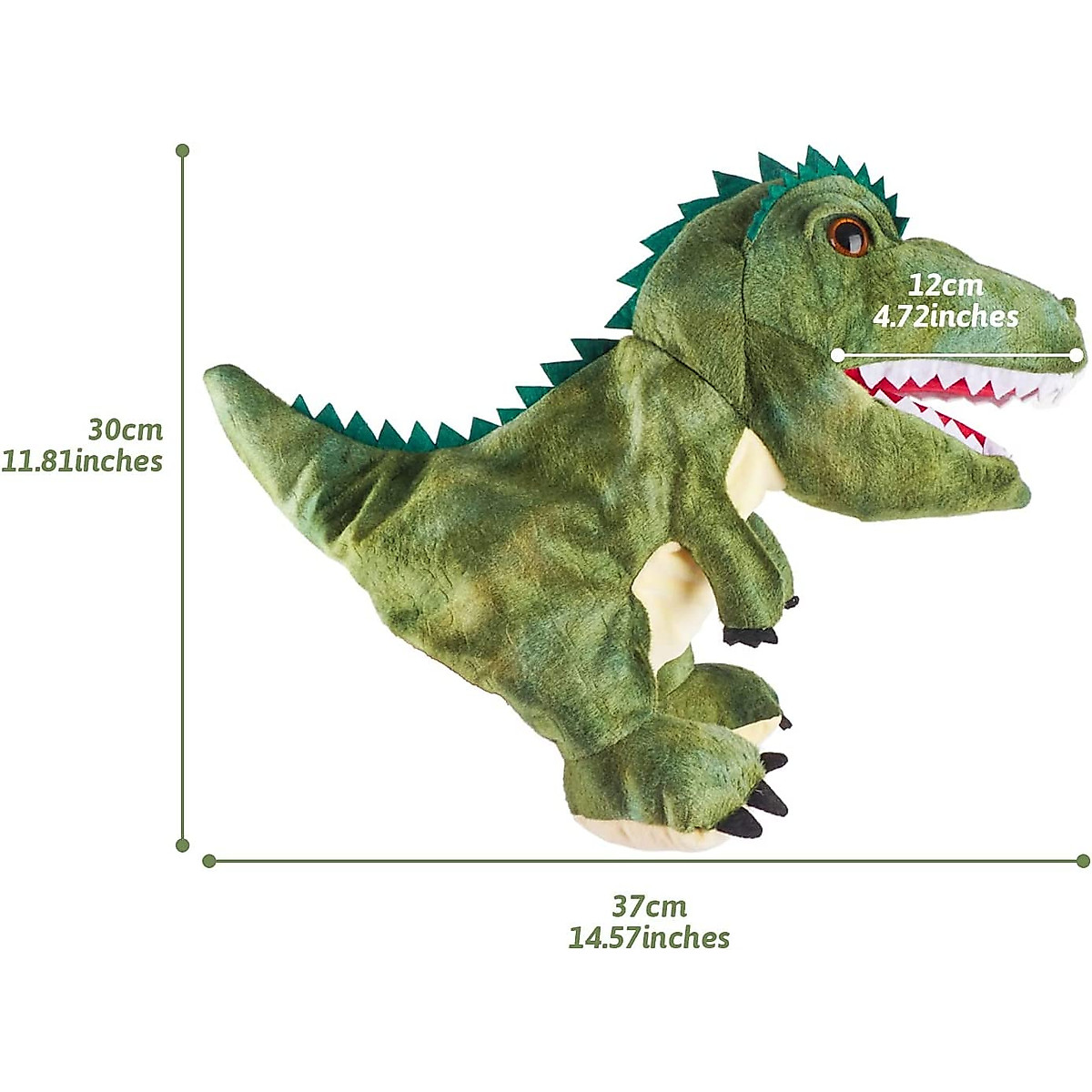 Omoojee Plush Dinosaur Hand Puppets, Soft Dinosaur Toy Stuffed Puppets Gifts for Kids (2 pcs)