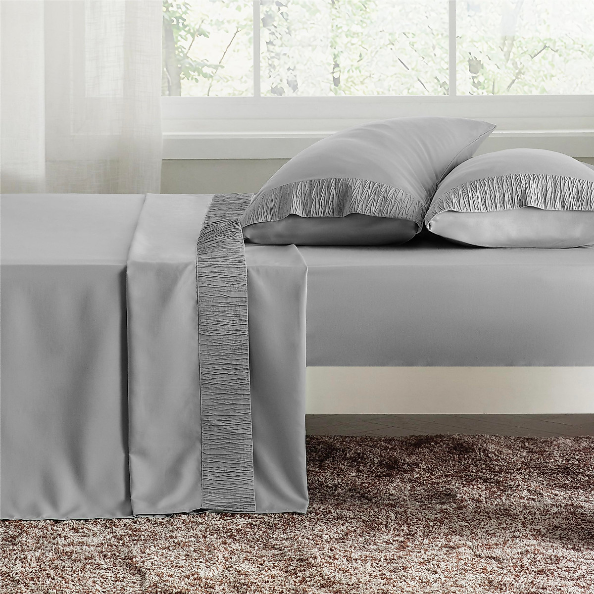 Bedsure King Size Sheets Set - 4 Pieces Soft King Sheets - Breathable & Cooling - Hotel Luxury - Easy Care Polyester Microfiber Bedding for Women, Men, Grey