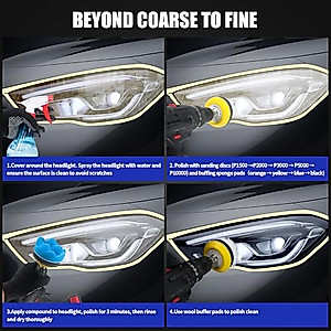 133 PCS Sanding Disc Drill Polishing Kit Sanding Attachment, 3 Inch Wet Dry Headlight Restoration Kit, Hook and Loop Sandpaper Buffing Pads with Rotary Tools for Car Wood Metal Glass Resin Expoxy