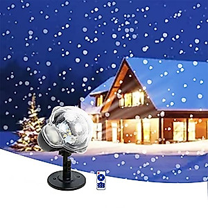 Christmas Snowfall Projector Lights, Censinda Waterproof Holiday Projection Light for Indoor Outdoor, White Snow Fall Decorative Lights with Remote & Timer for Xmas,Party,Wedding,Holiday Decor